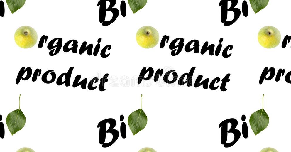 Seamless Pattern with Text Bio and Organic Product on a White ...