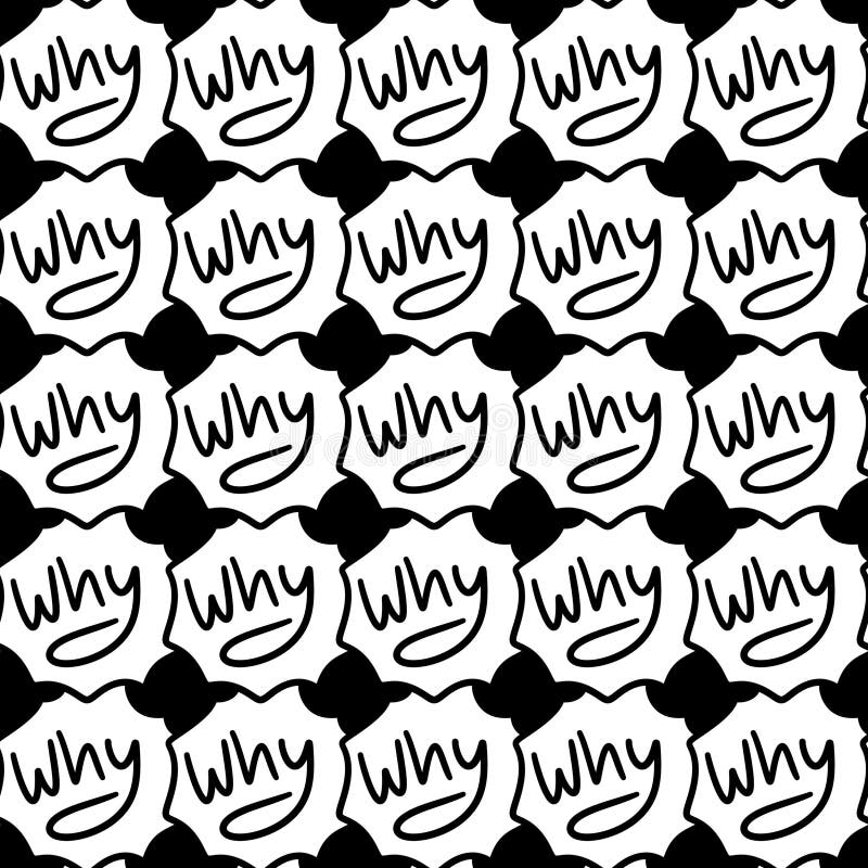 Seamless Pattern with Text Why. Hand Drawn Doodle Illustration Stock ...