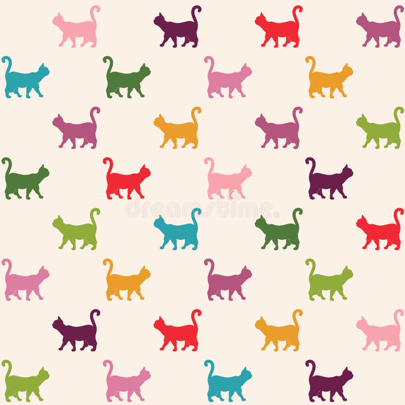 Seamless Pattern. Texture with Colorful Cats Curved Tails Stock Vector ...