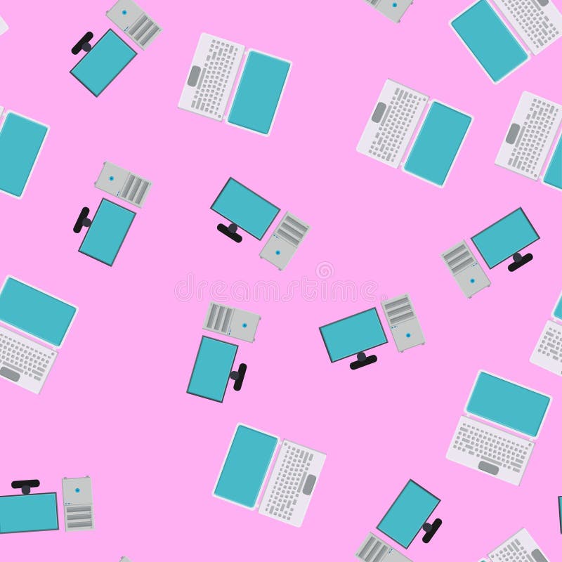 Seamless Pattern, Texture of Modern Powerful Digital Laptops and Office ...