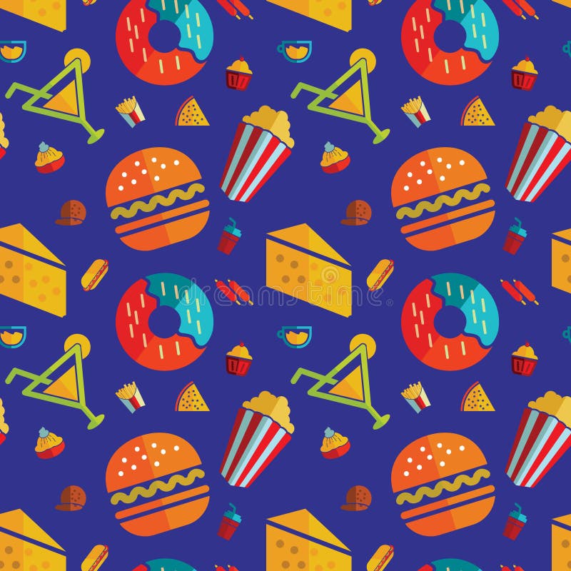 Seamless Pattern Texture Repeatable Of Snack Food Drink Stock Vector ...