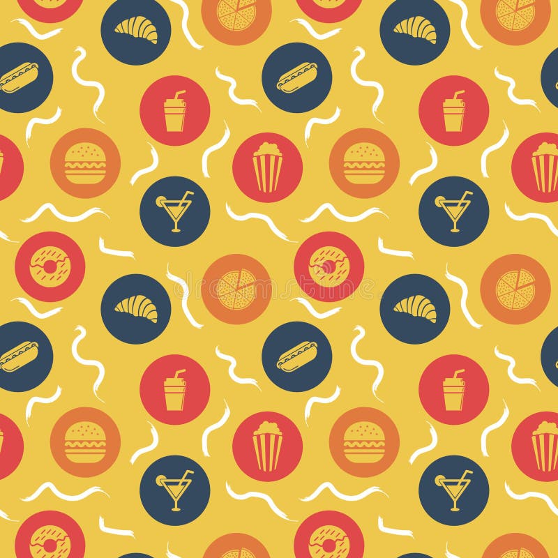 Seamless Pattern Texture Repeatable of Snack Food Drink Stock Vector ...