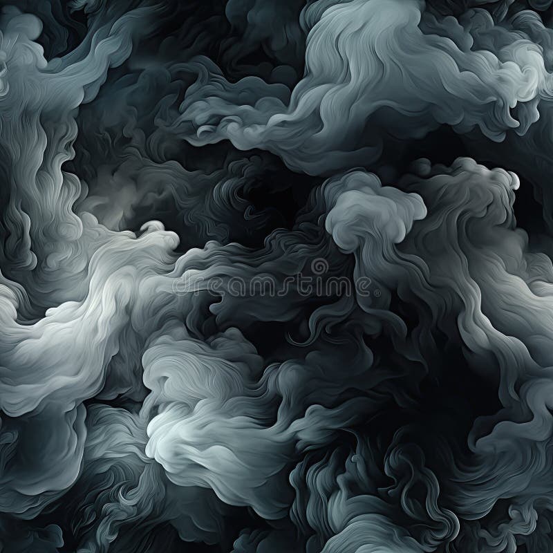 Seamless Pattern with Texture of White Smoke Fog Smog on Black ...