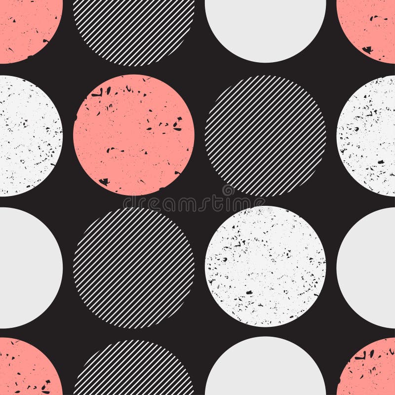Seamless Pattern with Textured Circles. Stock Vector - Illustration of ...