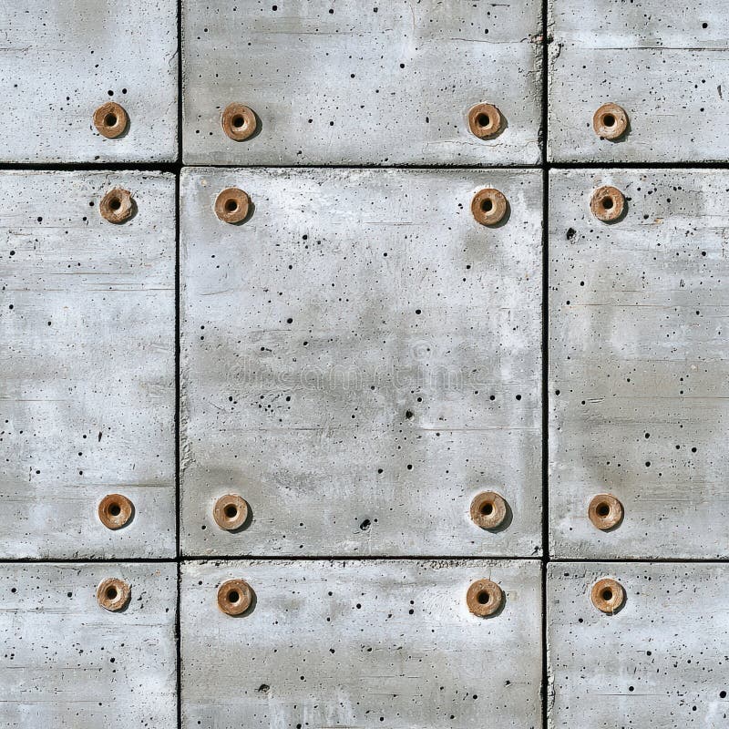 Seamless Pattern of Textured Concrete Panels Featuring Circular Holes ...