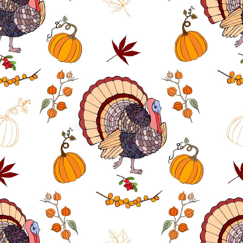 Seamless Pattern Thanksgiving Stock Vector - Illustration of holiday ...