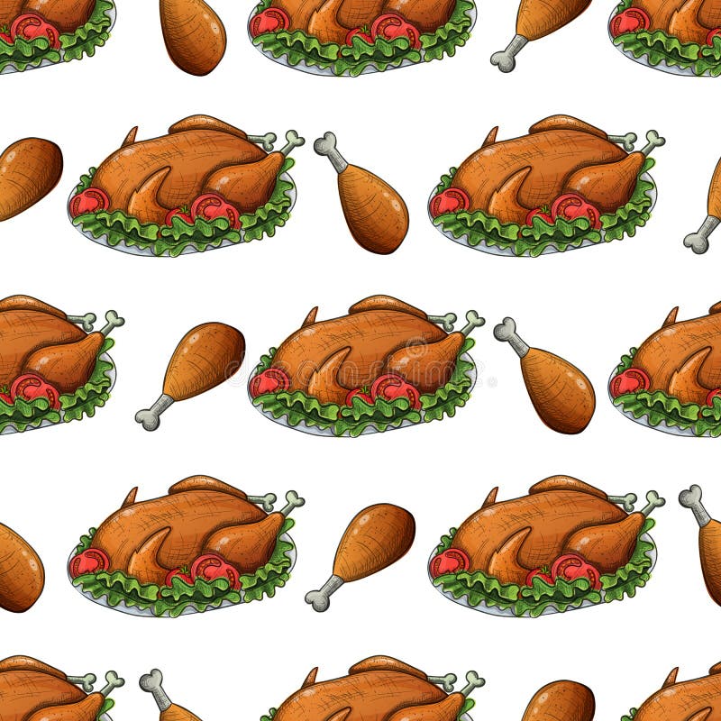Seamless Pattern with Thanksgiving Turkey Stock Vector - Illustration ...