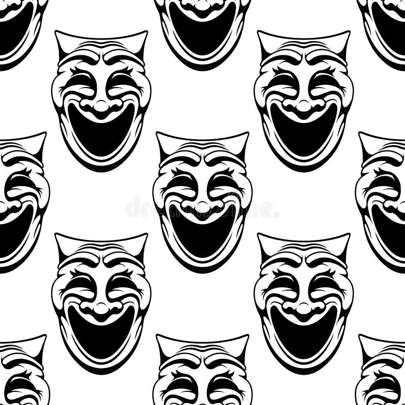 Seamless Pattern with Theater Comedy Masks Stock Vector - Illustration ...