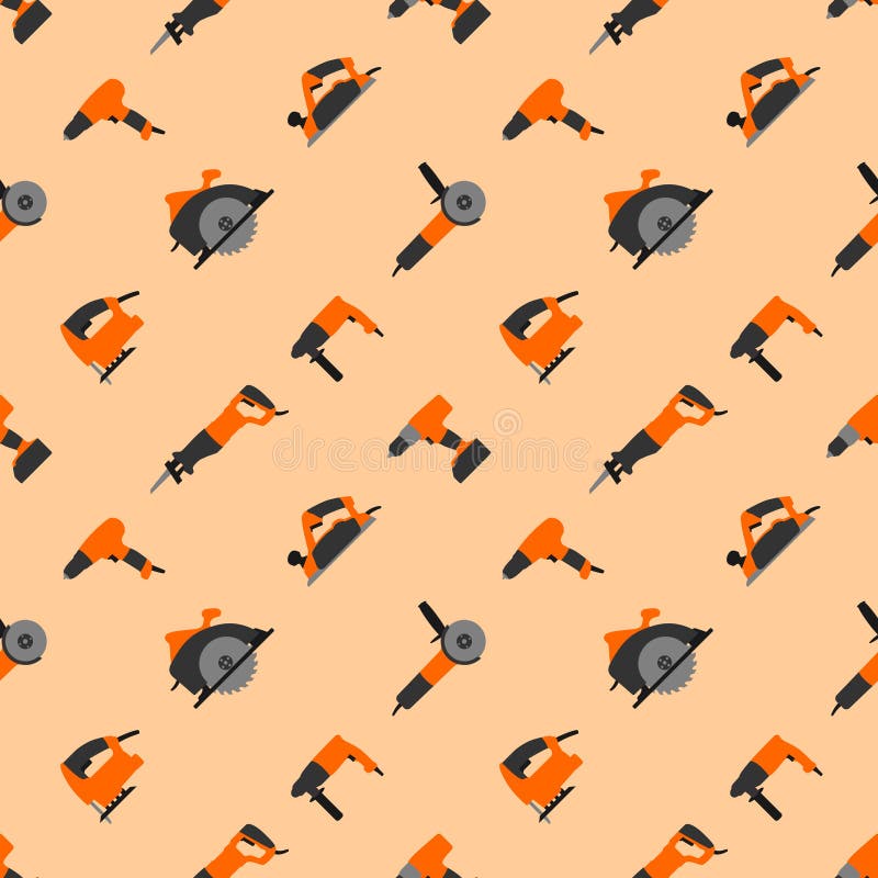 Seamless Pattern on the Theme of Construction Electrical Tools. Stock ...