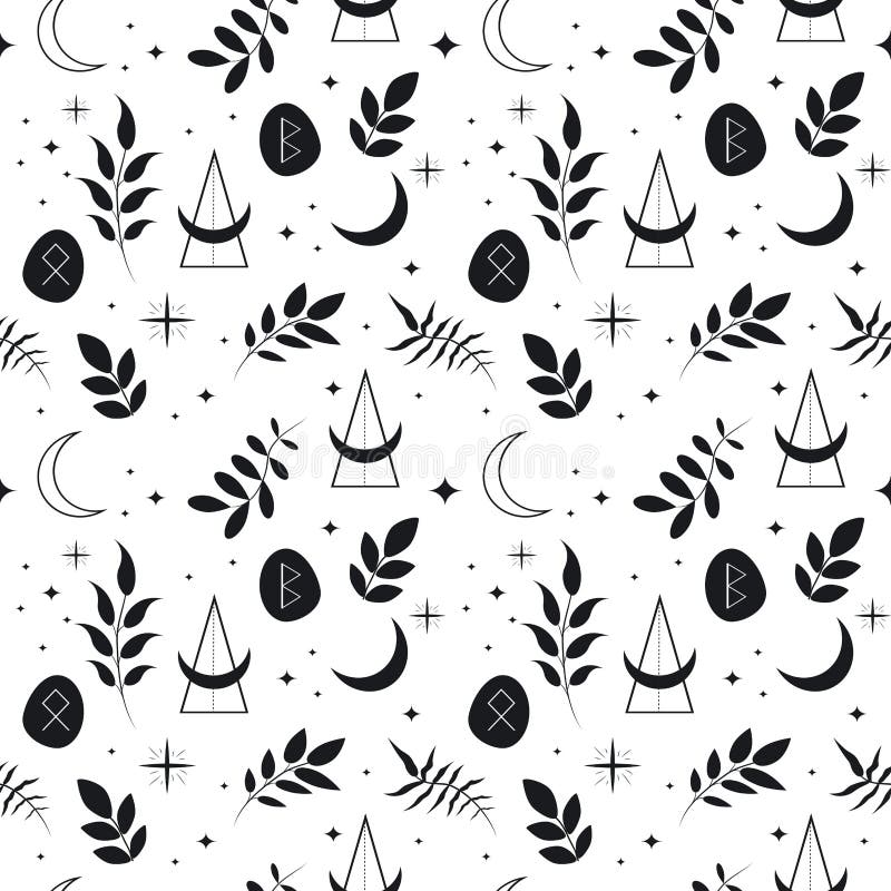 Seamless Pattern on the Theme of Esotericism, Witchcraft, Magic ...