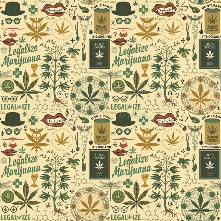 Seamless Pattern on the Theme of Marijuana Legalization Stock Vector ...