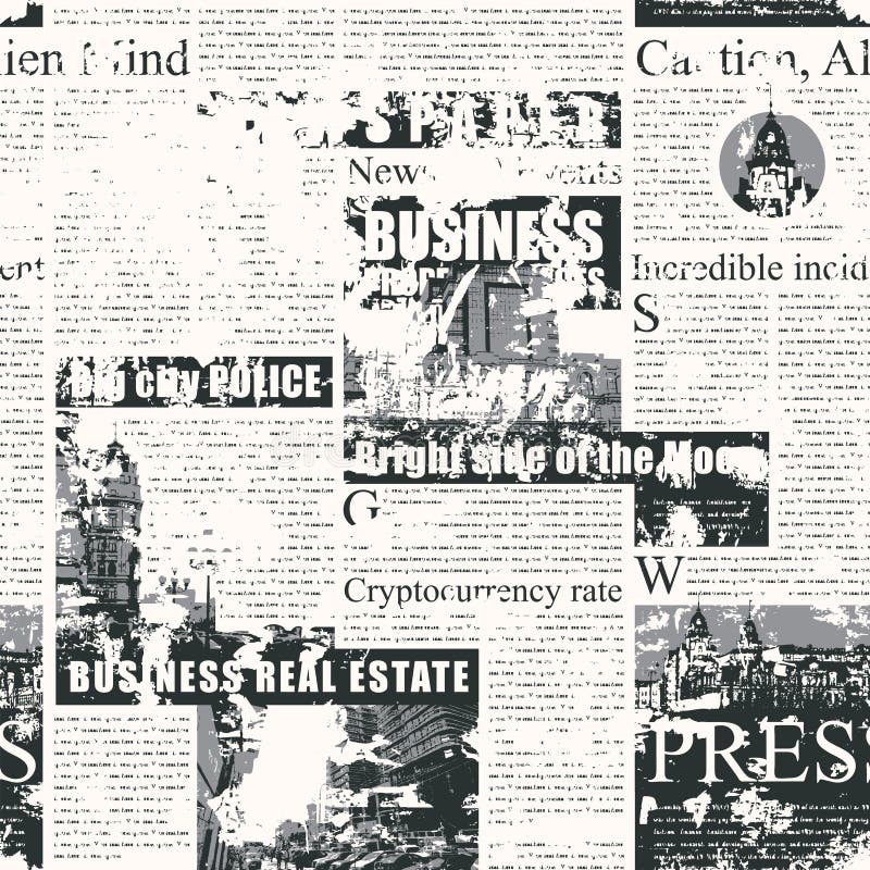 Seamless Pattern on the Theme of Newspapers Stock Vector - Illustration ...