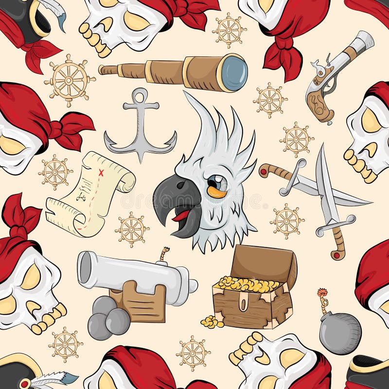 Seamless Pattern on the Theme of Pirate Symbolism Stock Vector ...