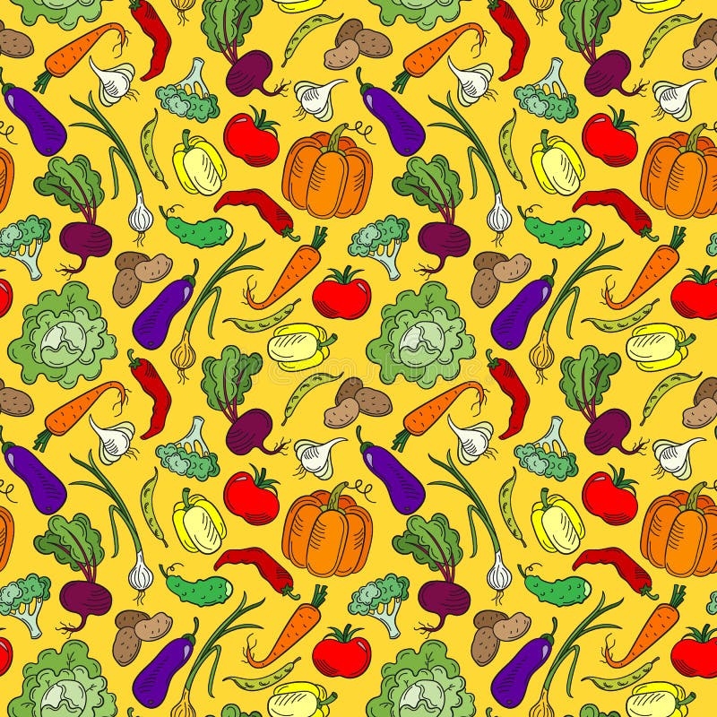 Seamless Illustration with on the Theme of Vegetables and Healthy Food ...