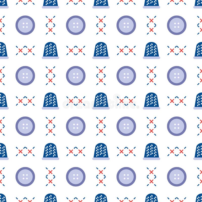 Seamless Pattern with Thimbles and Buttons. Sewing Stock Vector ...