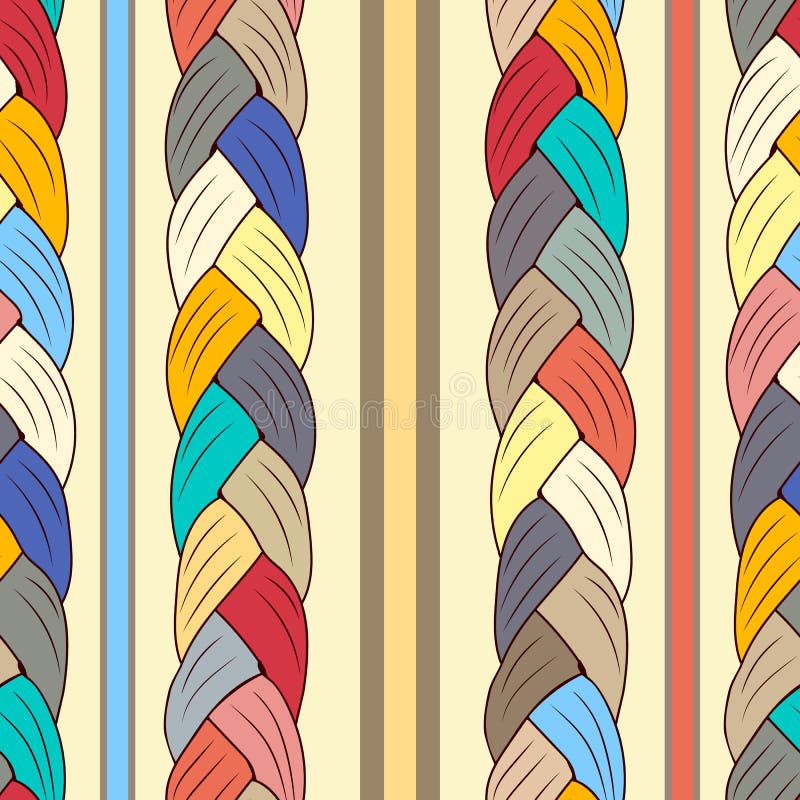 Seamless Pattern of Thread Weaves, Pigtail. Stock Vector Illustration ...