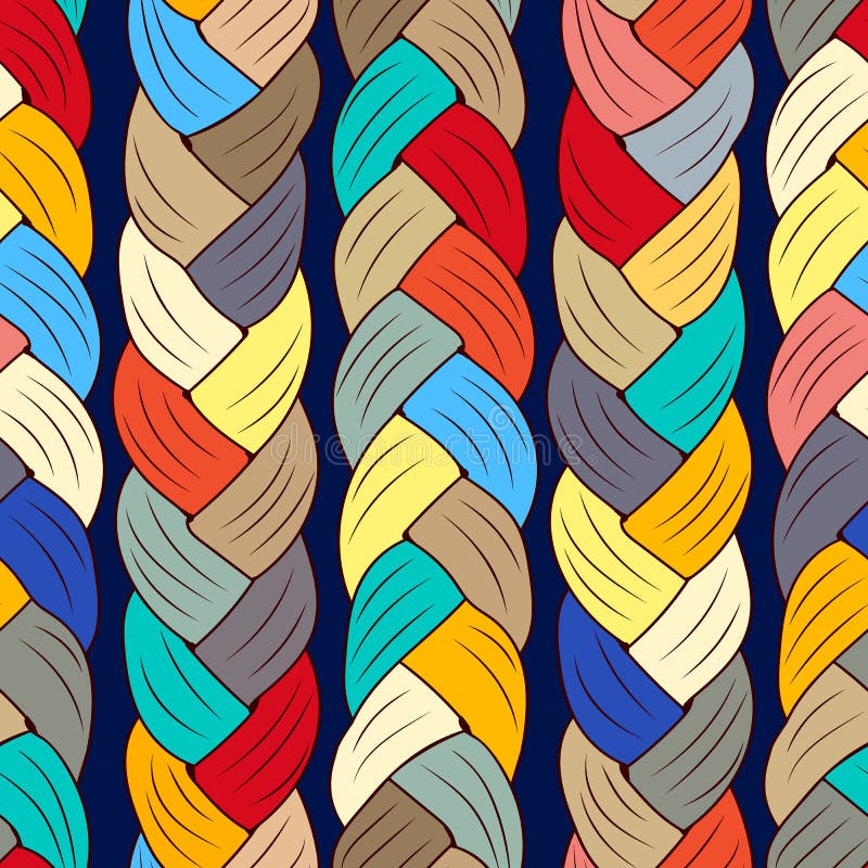 Seamless Pattern of Thread Weaves, Pigtail. Stock Vector Illustration ...