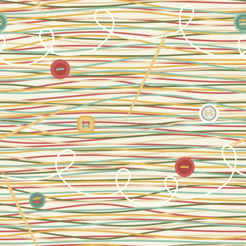 Seamless Pattern With Threads And Buttons Stock Vector - Illustration ...