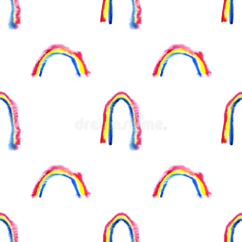Seamless Pattern Three-color Rainbow Wet Watercolor Stock Illustration ...