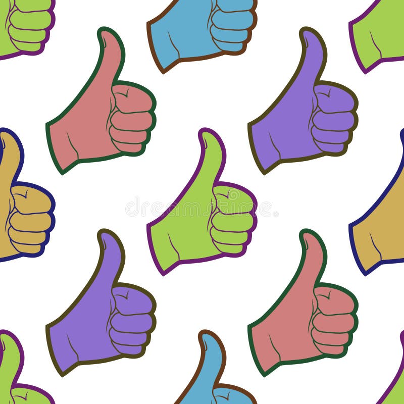 Seamless Pattern with Thumbs Up Sign. Stock Vector - Illustration of ...