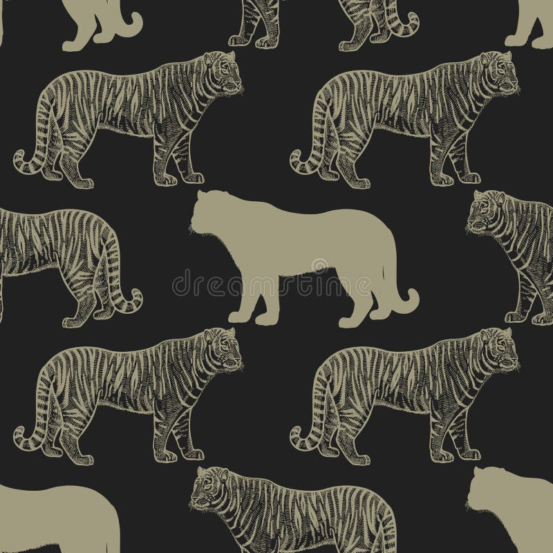 Seamless Pattern with Tiger. Stock Vector - Illustration of abstract ...