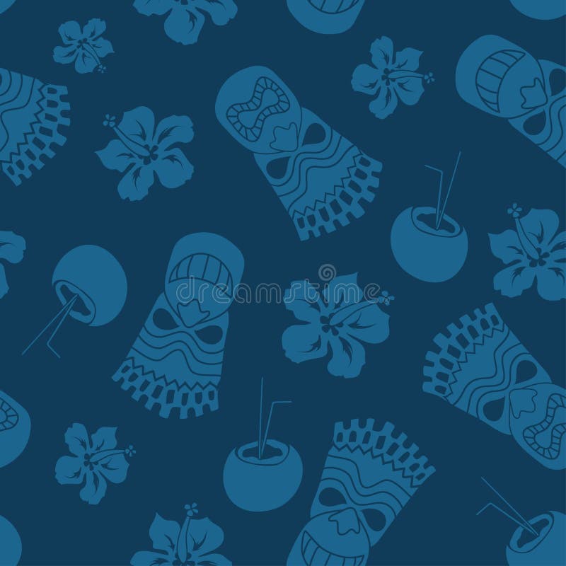 Seamless pattern of tiki stock vector. Illustration of flower - 30323912