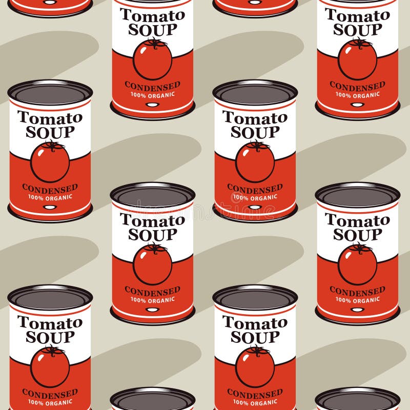 Seamless Pattern with Tin Cans of Tomato Soup Stock Vector ...