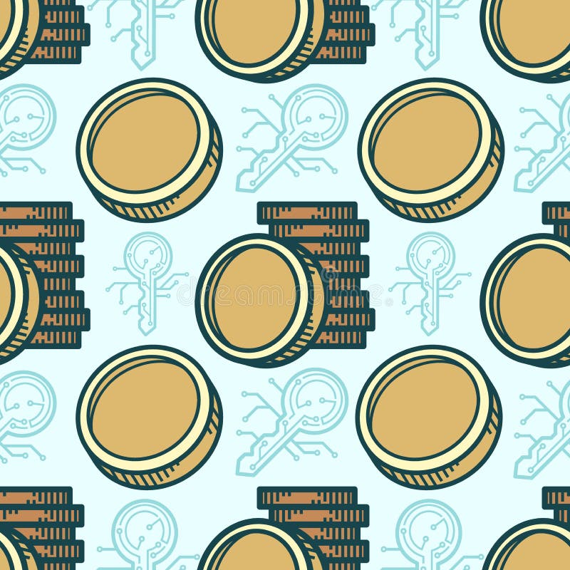 Seamless Pattern Token Coin Cartoon Stock Vector - Illustration of ...