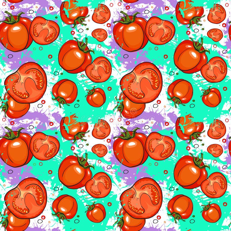 Seamless Pattern Tomato Vegetables Ornament Background Stock Vector ...