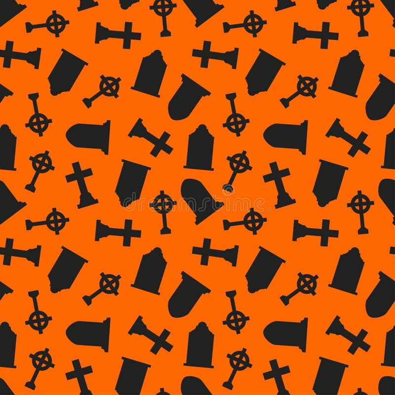 Seamless Pattern with Tombstone Stock Vector - Illustration of ...