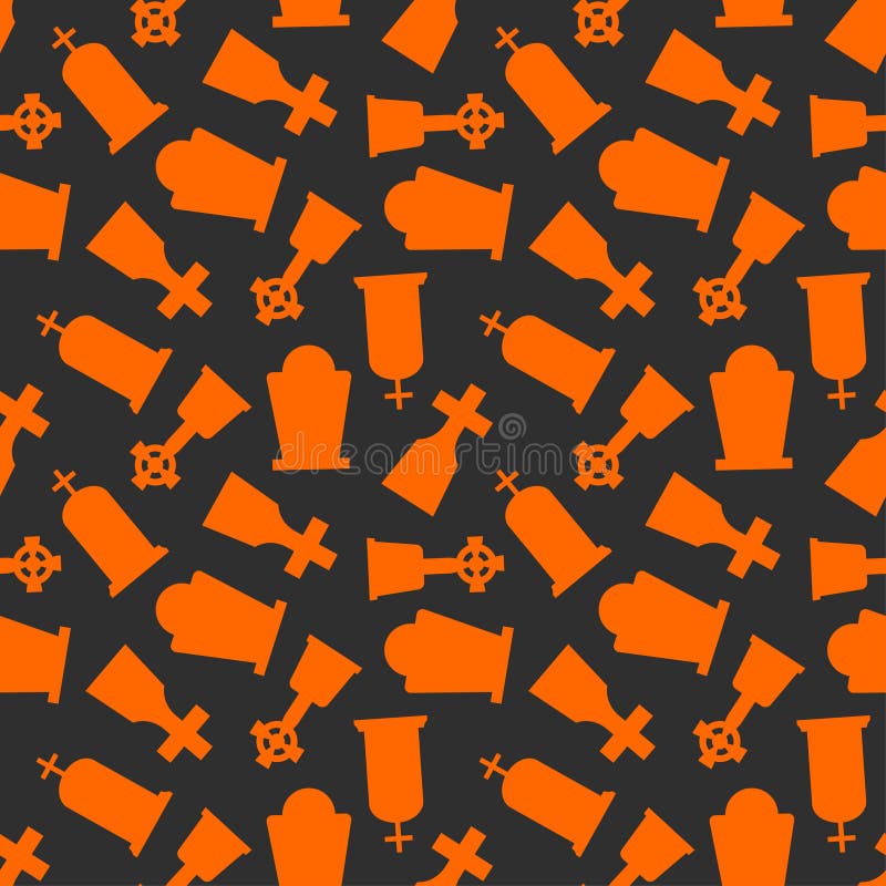 Seamless Pattern with Tombstone Stock Vector - Illustration of crypt ...