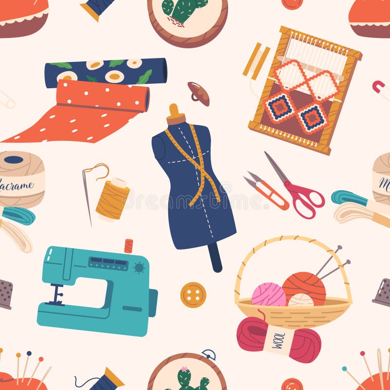 Seamless Pattern with Tools for Creating Accessories, Perfect for Diy ...