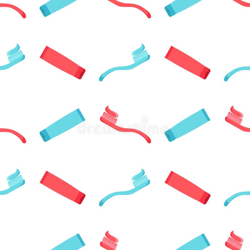 Seamless Pattern of Toothbrush and Toothpaste Stock Vector ...