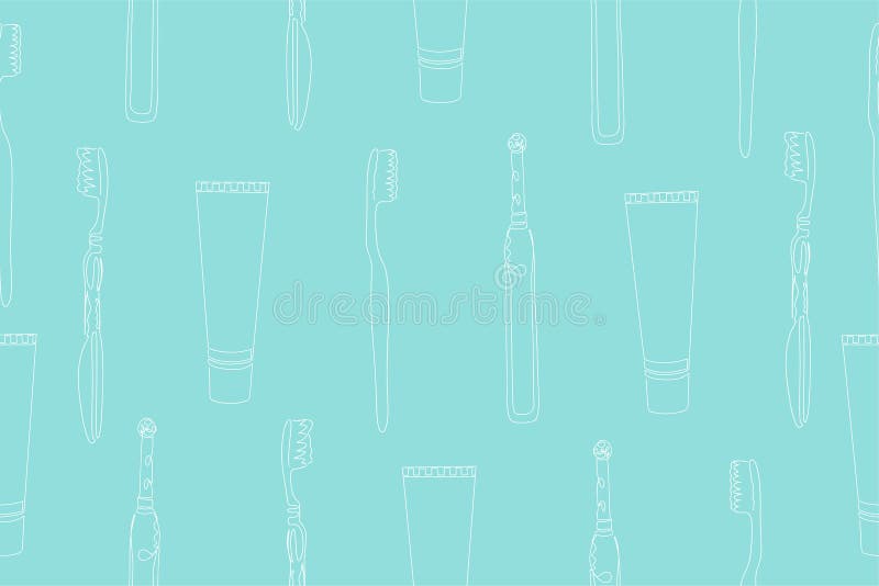 Seamless Pattern of Toothbrushes and Toothpaste. Vector Illustration ...