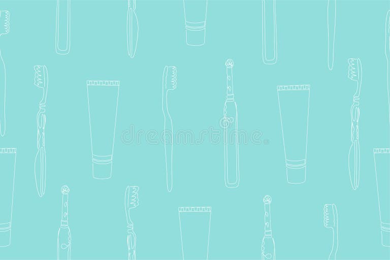Seamless Pattern of Toothbrushes and Toothpaste. Vector Illustration ...