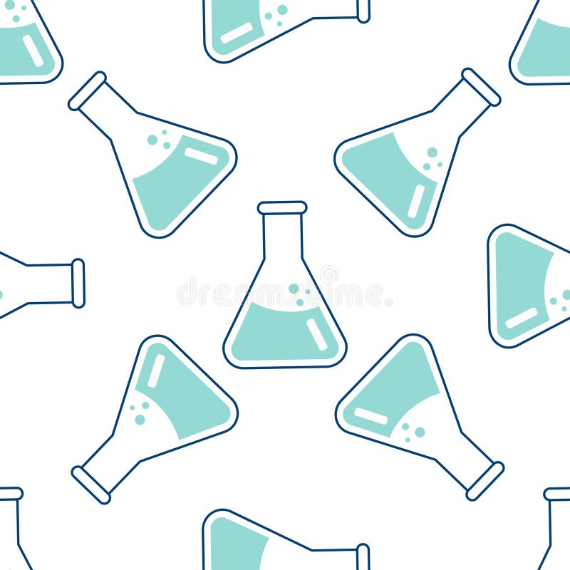 Seamless Pattern on the Topic of Chemistry with Flasks, Test Tubes ...