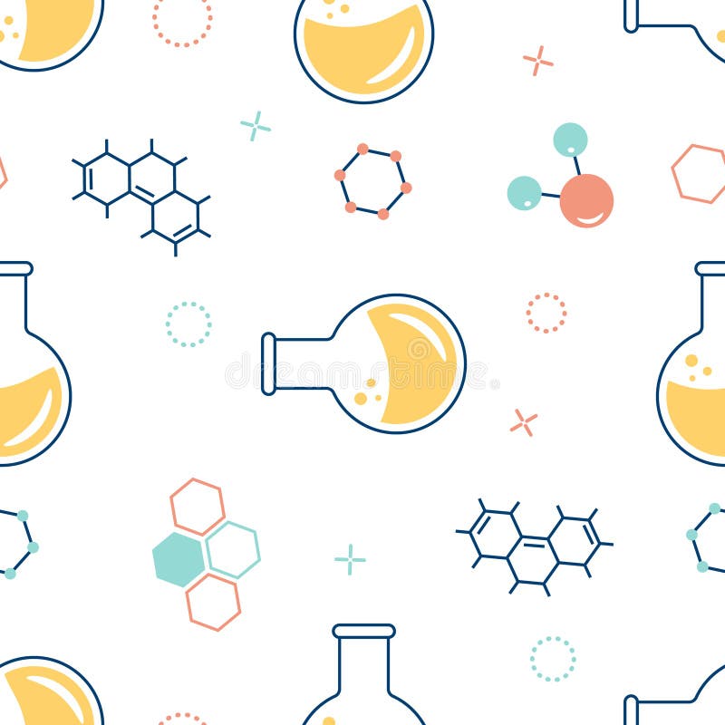Seamless Pattern on the Topic of Chemistry with Flasks, Test Tubes ...