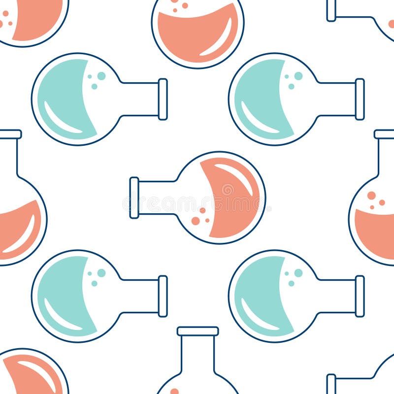 Seamless Pattern on the Topic of Chemistry with Flasks, Test Tubes ...