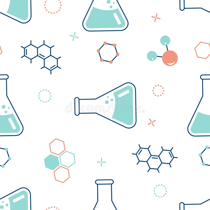 Seamless Pattern on the Topic of Chemistry with Flasks, Test Tubes ...