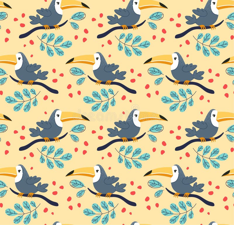 Seamless Pattern with Toucan Stock Vector - Illustration of brazil ...
