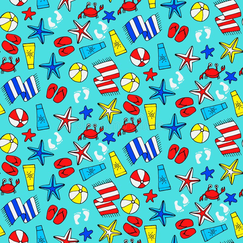 Seamless Pattern with Towels and Crabs Stock Illustration ...