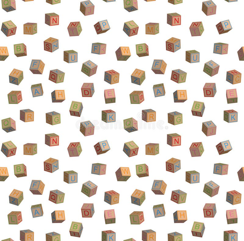 Seamless Pattern Toy Blocks Alphabet Stock Vector - Illustration of ...
