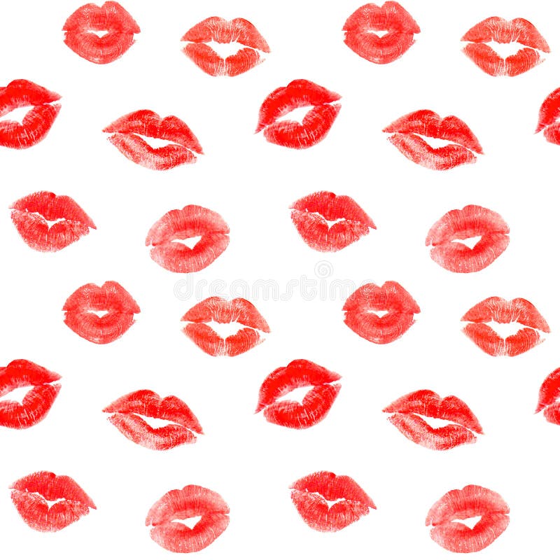 Seamless Pattern with Trace Red Lips Kisses Stock Illustration ...