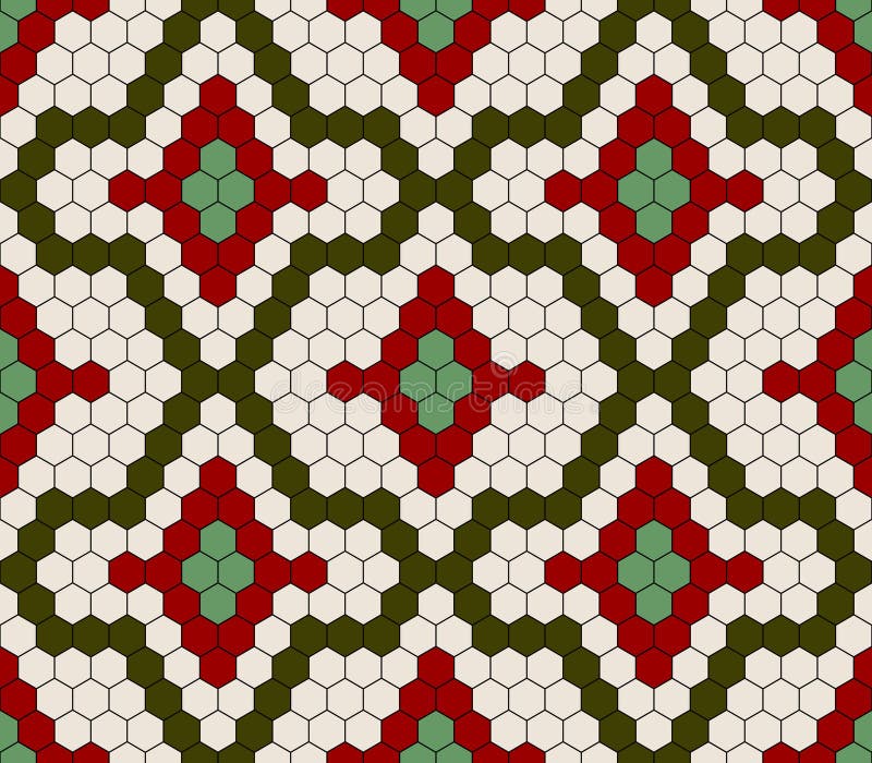 Seamless Pattern with Tradicional Hexagonal Tiles Style in 5 Colors ...
