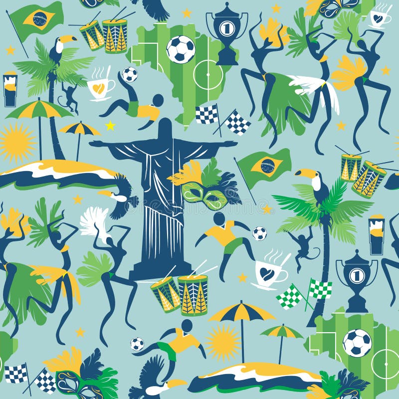 Seamless Pattern with Traditional Brazilian Items Stock Vector ...