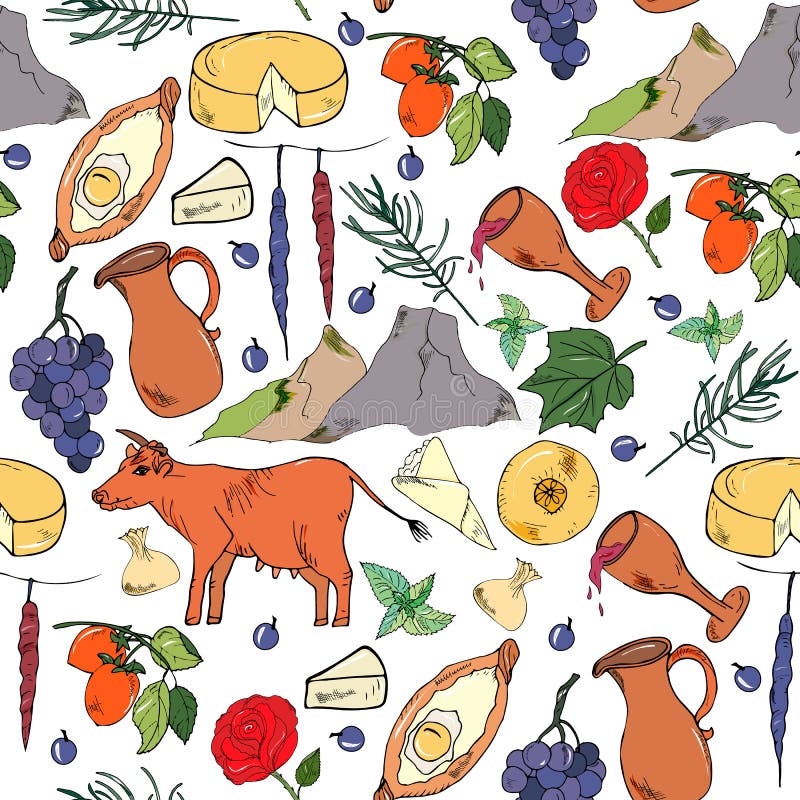 Seamless Pattern with Traditional Elements of the Country of Georgia ...