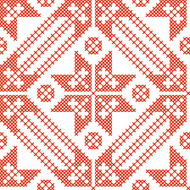 Seamless Pattern Traditional Russian Pattern Red Cross Embroidery ...