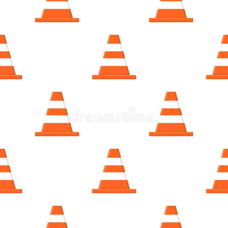 Seamless Pattern with Traffic Cones Isolated on White Background ...
