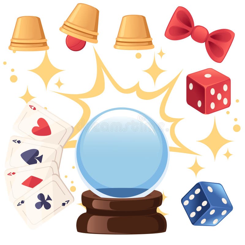 Seamless Pattern Transparent Blue Magic Ball on Wooden Stand Vector ...