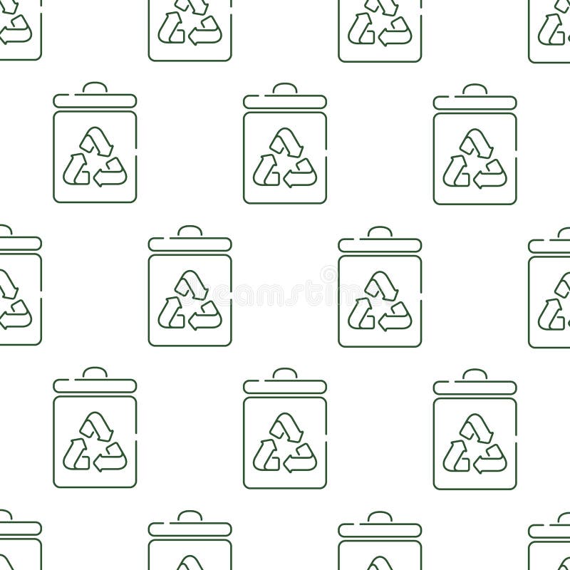 Seamless Pattern with Trash Cans. Recycling To Save the Environment ...